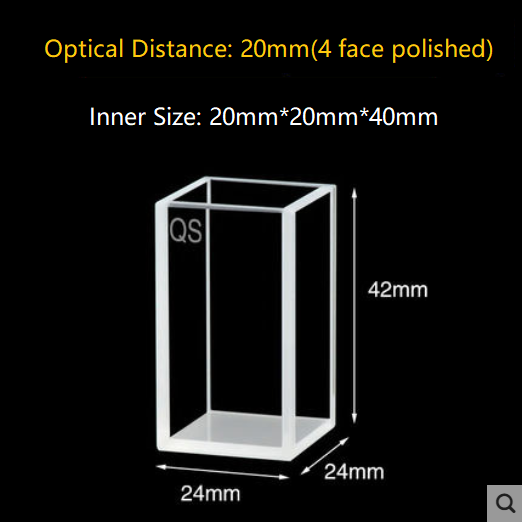 20mm/30mm/40mm/50mm Square Quartz Fluorescence Cuvette/Quartz Tank/Two ...