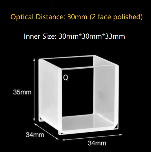 20mm/30mm/40mm/50mm Square Quartz Fluorescence Cuvette/Quartz Tank/Two ...